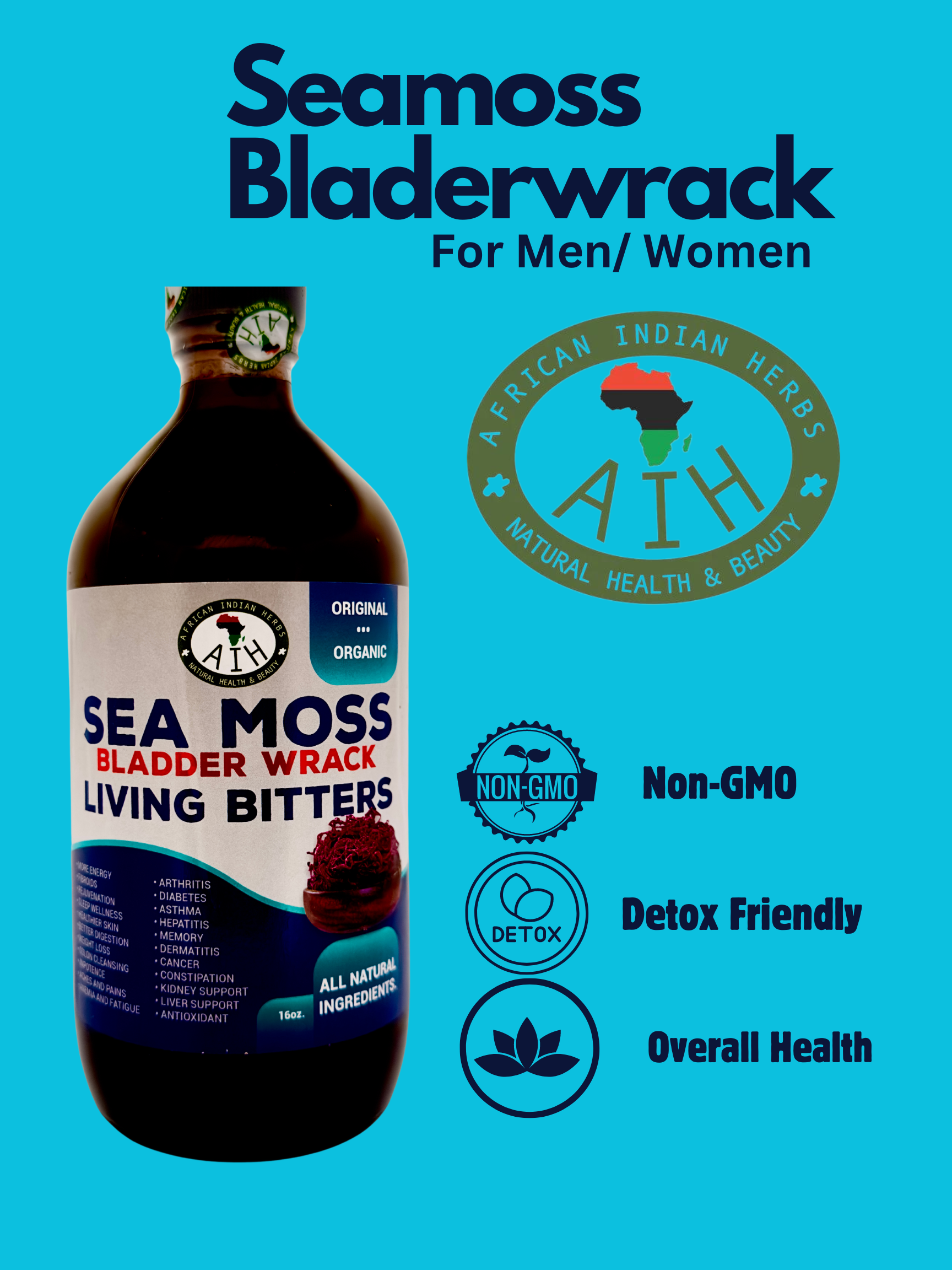 Sea Moss Bladder Wrack Living Bitters 16 OZ. – African Indian Herbs
