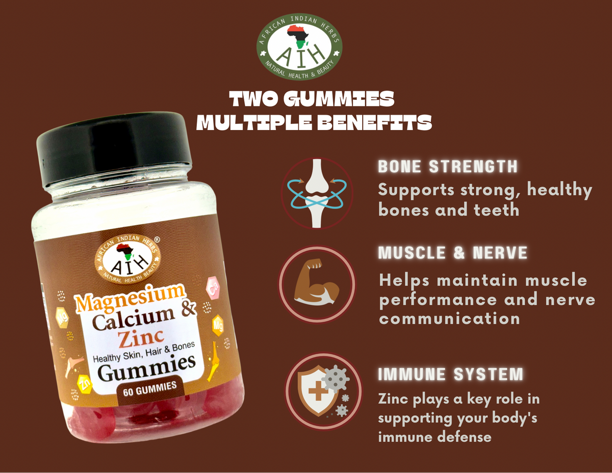 Magnesium Calcium & Zinc Gummies — African Indian Herbs