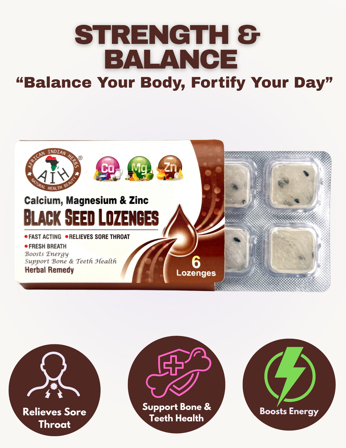 Zinc Magnesium Calcium Lozenges — African Indian Herbs